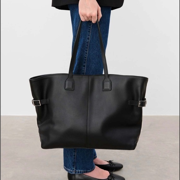 Flattered | Bags | Flattered Black Leather Lesley Large Tote Bag With ...